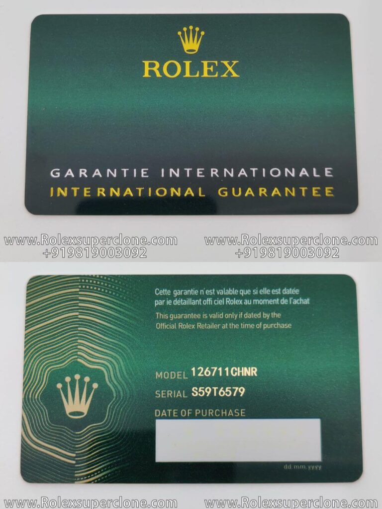 Buy Rolex Guarantee Card Custom Made According To Your Model